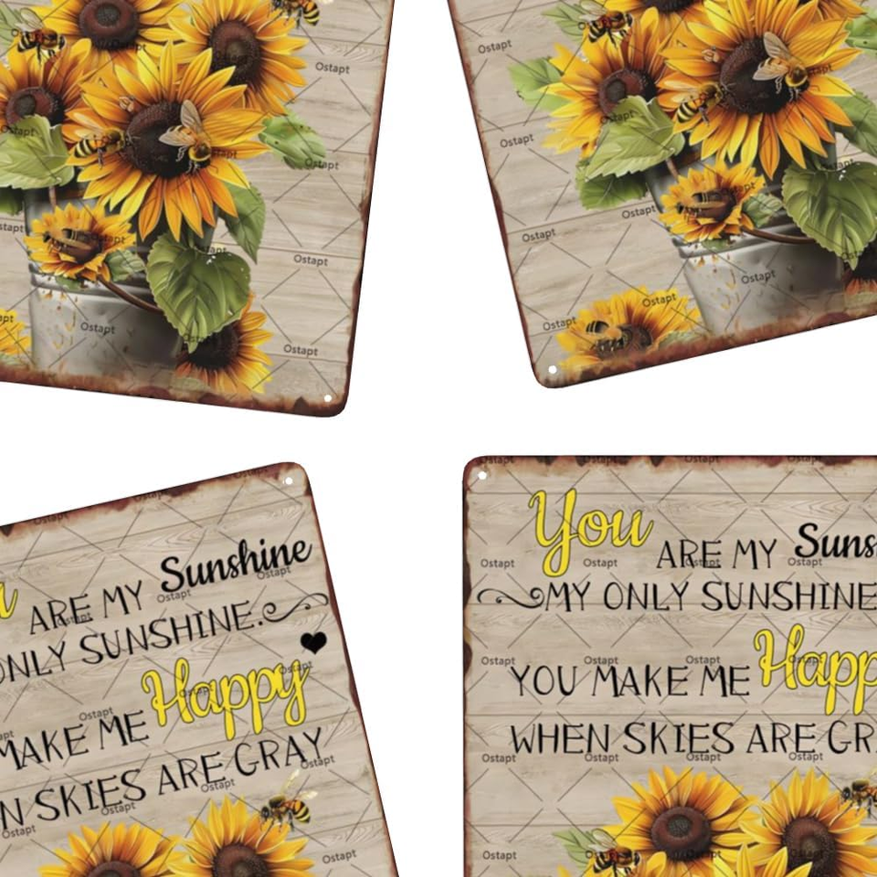Bee Sunflower Metal Signs You Are My Sunshine My Only Sunshine Metal ...
