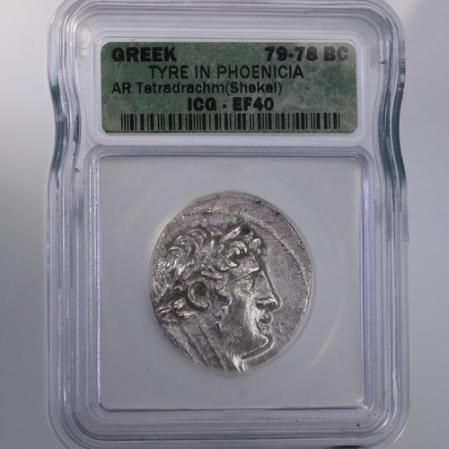 79-78 BC Greek Tyre In Phoenicia AR Tetradrachm ( Shekel ) ICG EF40 | eBay