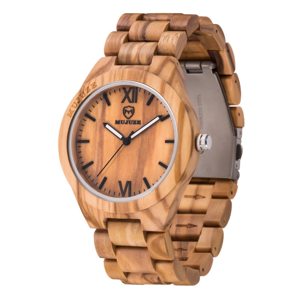 UWOOD Mens Natural Olive Wood Watch Wooden Watch for Men Father ...