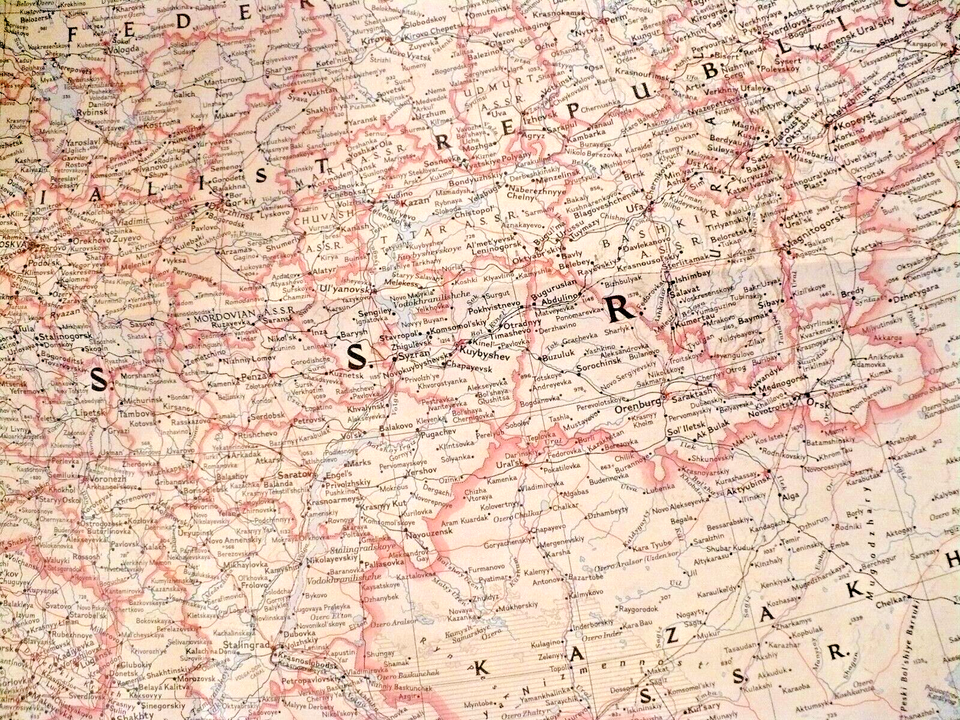 WESTERN SOVIET UNION National Geographic Map 1959 Folded 19" X 24" 1 ...