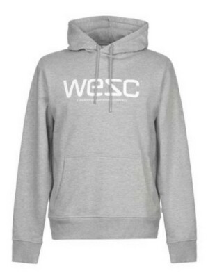 NEW WESC GREY HOODED SWEATSHIRT grey melange SWEATER SIZE M/L/4 ...
