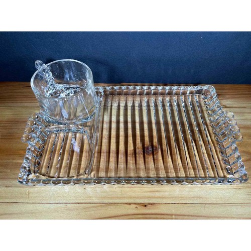 Set of 4 Vintage Hazel Atlas Candlewick Ball/Rib Snack Tray and Punch ...
