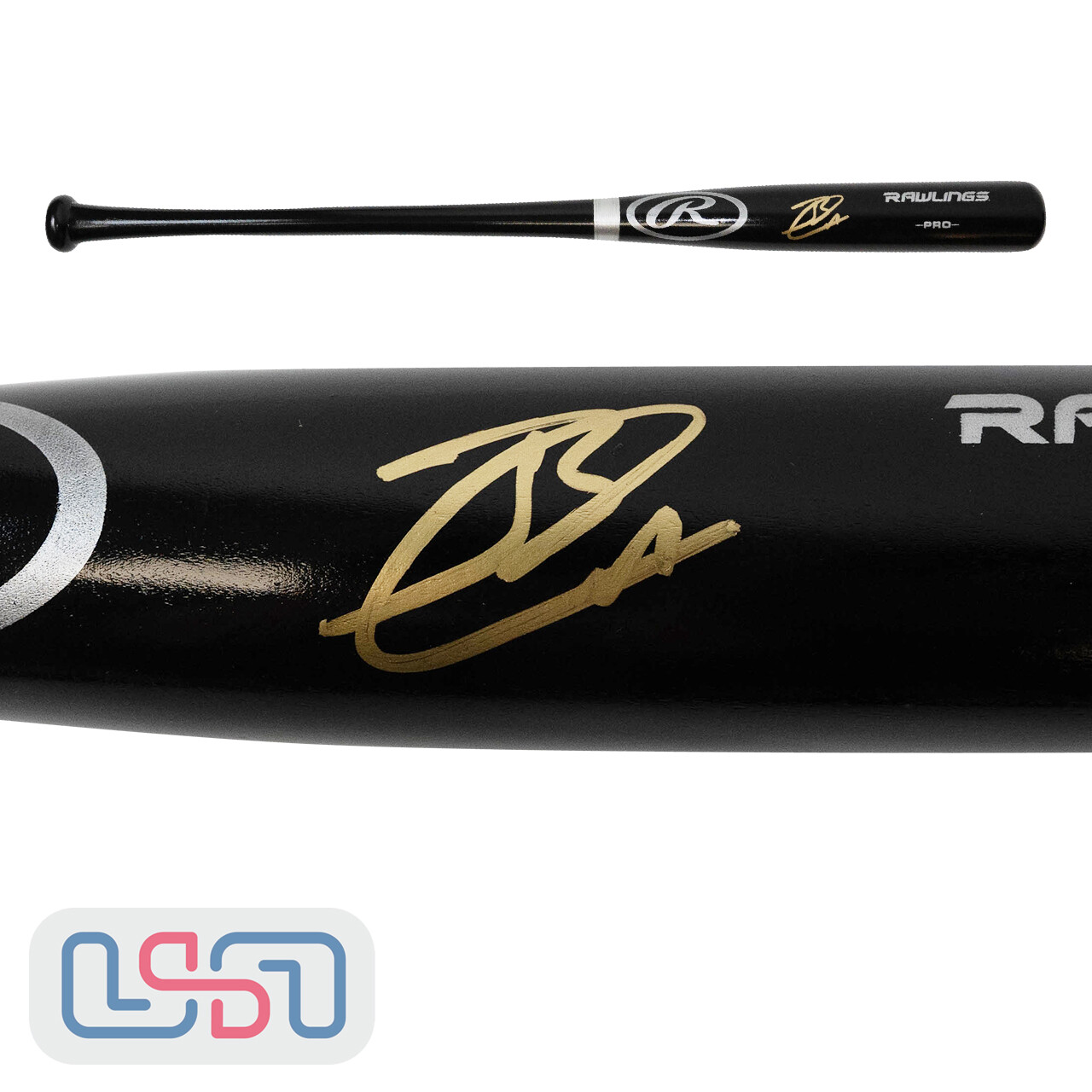 Jackson Chourio Brewers Signed Autographed Black Rawlings Bat USA SM ...