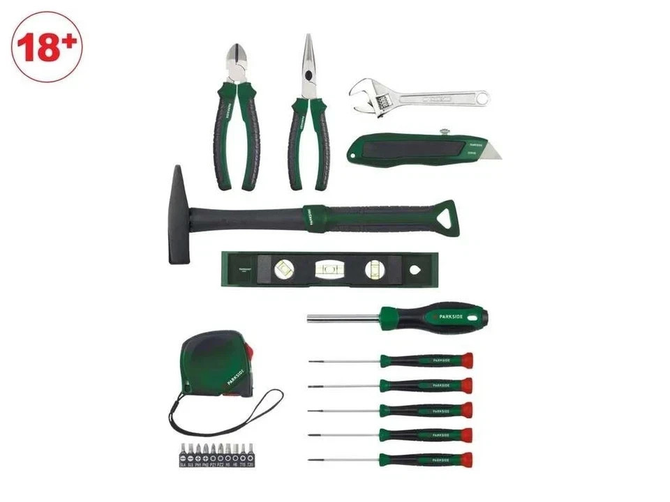 Parkside Home DIY Tool Kit 23 Piece Set With Carry Bag Screwdriver ...