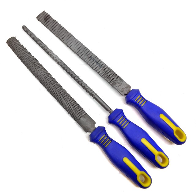 3pcs 8" / 200mm Wood Rasp File Set with Soft Grips Woodworking ...
