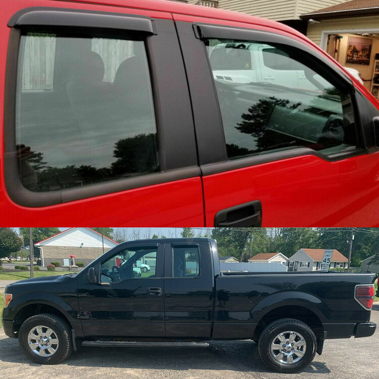 Fit 2004-2014 Ford F150 Extended Cab Window Visors Sun Rain Guards ...