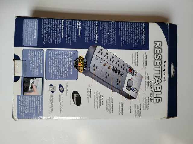 Newpoint Resettable Surge Protector 8 Outlet Telephone Line Coaxial ...