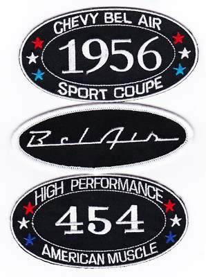 1956 CHEVY BEL AIR 454 SPORT COUPE SEW/IRON ON PATCH BADGE EMBLEM ...