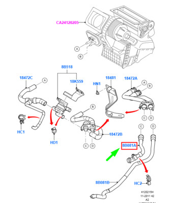FORD MONDEO MK4 Heater Hose Assy 1801868 BG91-8B159-HB NEW GENUINE ...