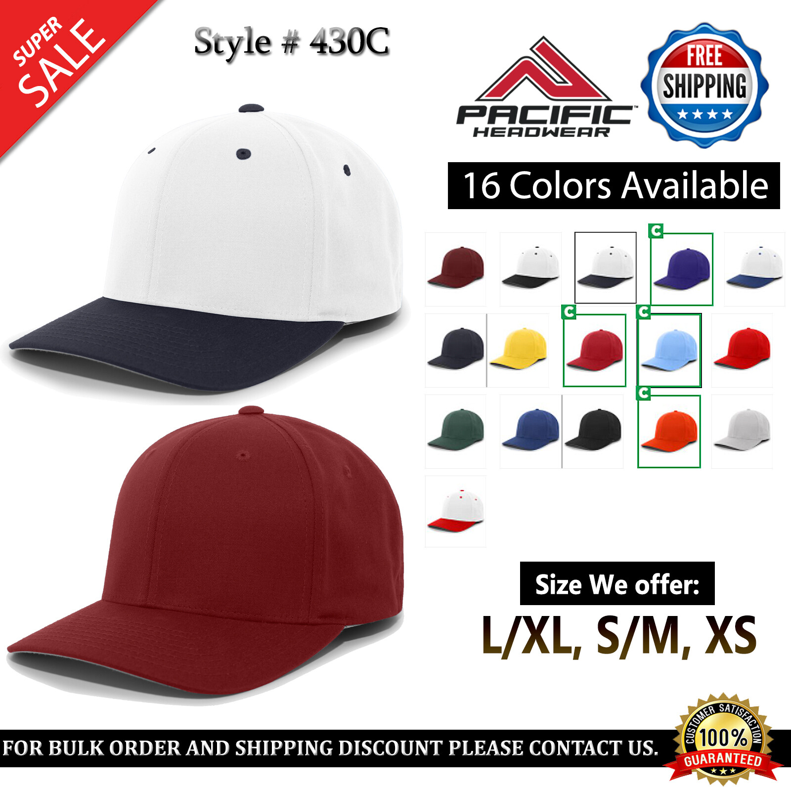 Pacific Headwear 430C Mid-Profile Pro-Model Cotton Twill Closed Back ...