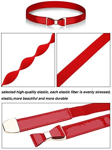 3 Pieces Women Skinny Waist Belt Red Black and White Thin Stretchy Bow ...