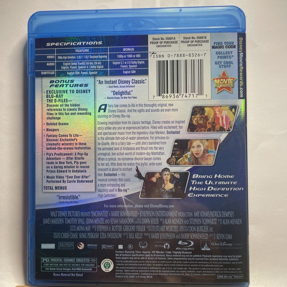 Enchanted (Blu-ray Disc, 2008) Original Holographic Release ...