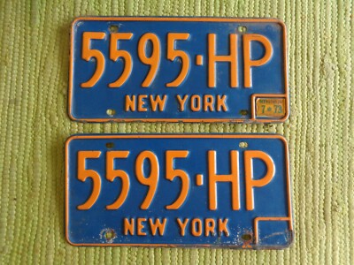 1966 67 68 69 70 71 72 w/73 Reg New York License Plate Pair NY Tag 5595 ...