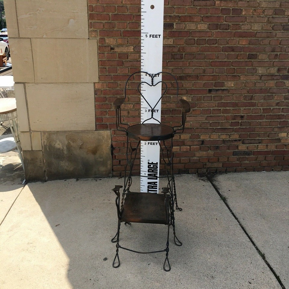 ANTQ SHOE SHINE PARLOR CHAIR WROUGHT IRON AND OAK ULTRA-RARE ALL ...