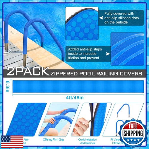 2 Pack Neoprene Pool Handrail Covers, 4 Foot Swimming Pool Hand Railing ...