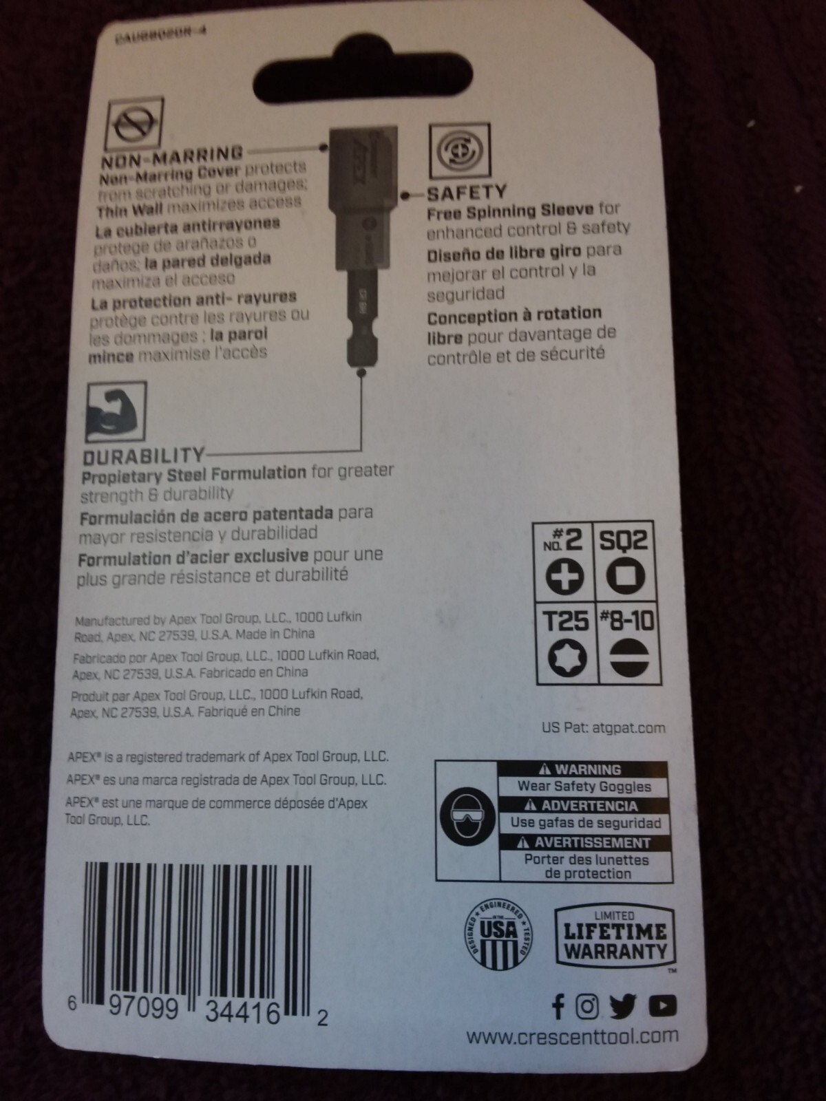 CRESCENT APEX U-GUARD 5 PC QUICK RELEASEBIT HOLDER AND 1" BITS IMPACT ...