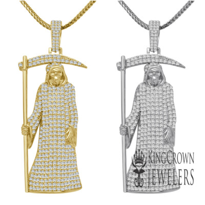 Real Sterling Silver Grim Reaper Angel Of Death Charm Pendent Chain | eBay