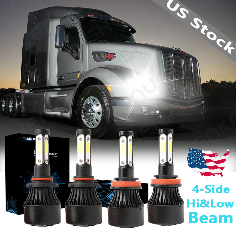 For Kenworth T680 T880 2013-2019 -4PC LED Headlight Kit Bulbs High ...