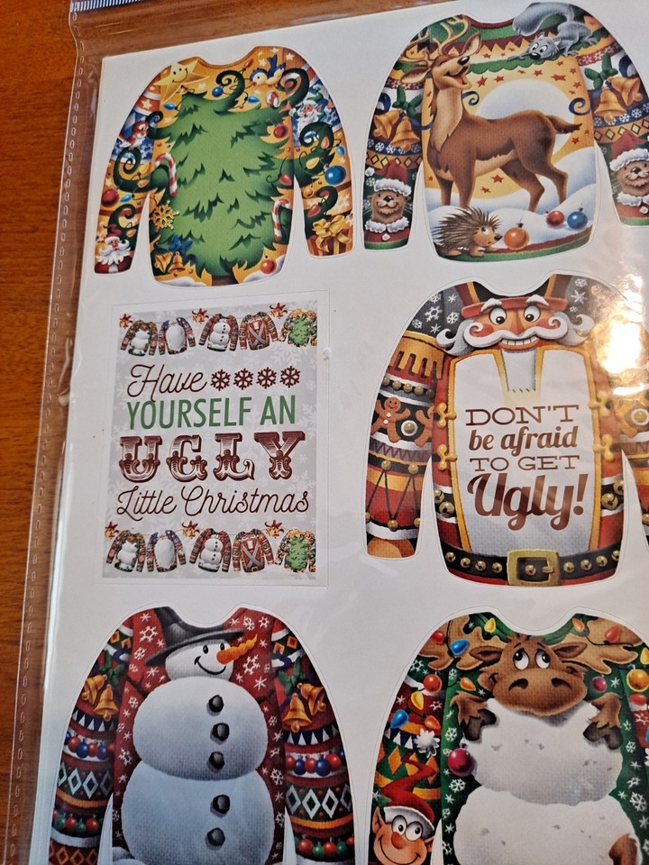 Ugly Christmas Sweater Stickers Crown Jewlz NIP 5 Sheets = 30 Stickers ...