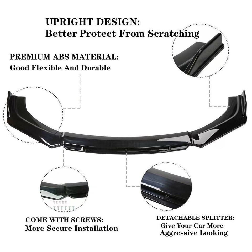 For Suzuki Swift Glossy Black Front Bumper Lip Spoiler Splitters Body ...
