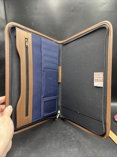 VTG Leeds Padfolio Portfolio Travel Organizer B&W Logo Denim Blue Zip ...