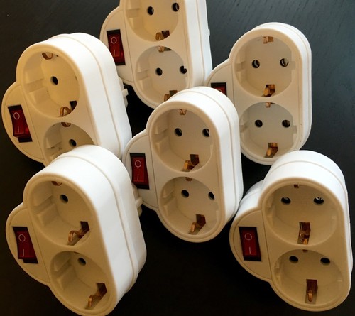 Euro Steckdose mit SCHALTER Steckdosenadapter Adapter 6x 2fach Leiste ...