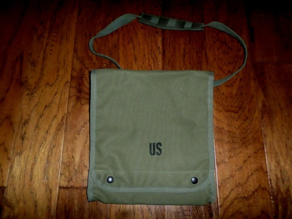 U.S MILITARY MAP CASE CANVAS BAG WITH SHOULDER STRAP USA MADE OD GREEN ...