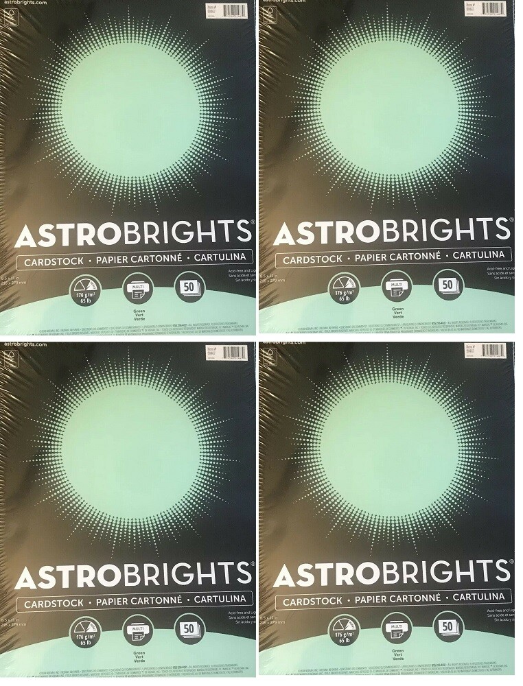 (Pack of 4) New Astrobrights Card Stock Green, 8.5 x 11, 50 Sheets ...