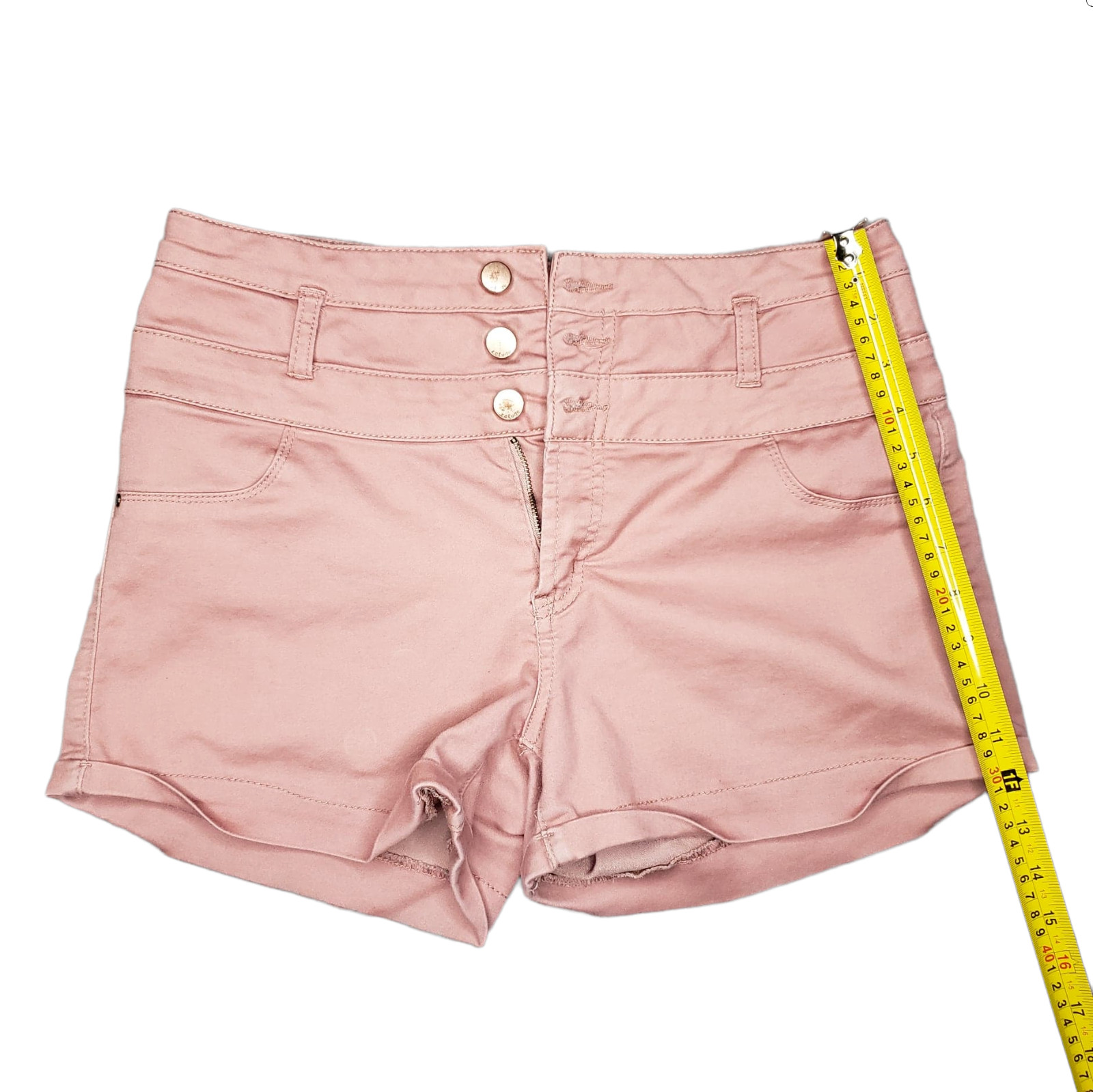 Refuge High Waisted Triple Button Denim Shorts Cuffed… - Gem
