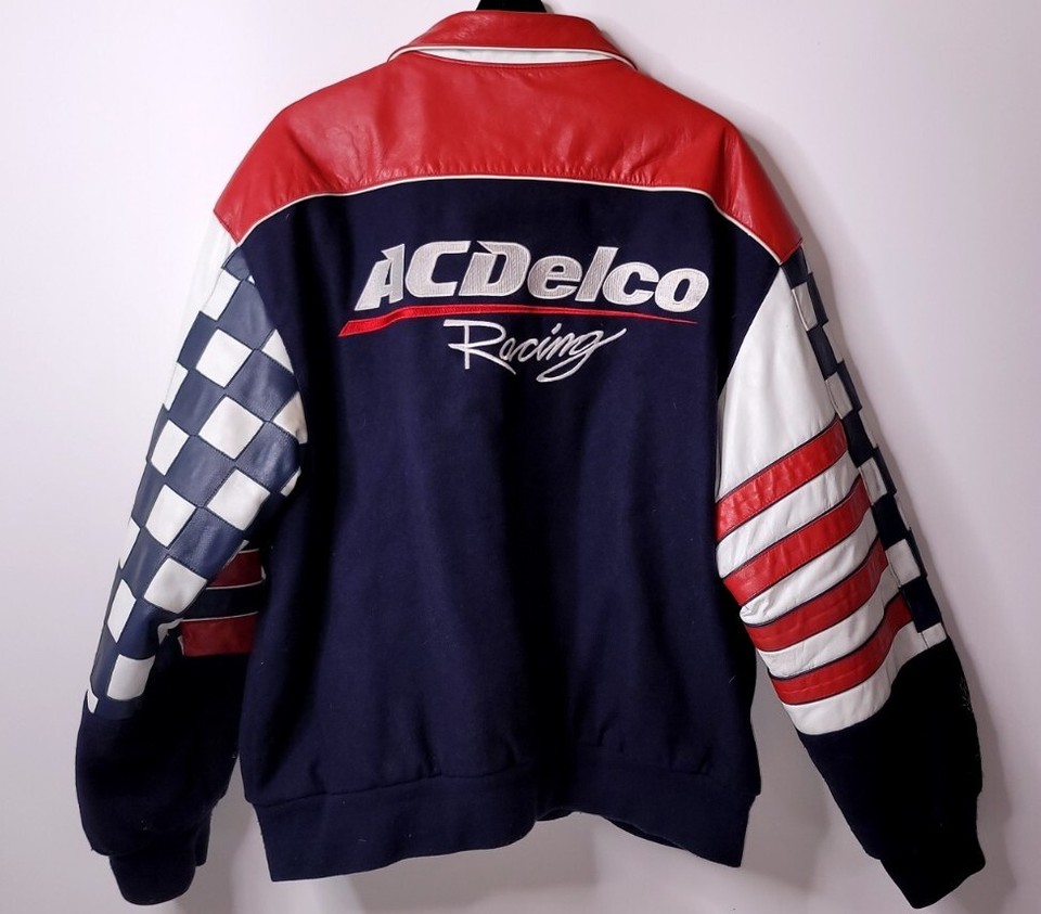 AC Delco Racing Dale Earnhardt Jr Jacket Leather Checker Flag Nascar ...