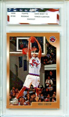 1998 Topps #199 Vince Carter Rookie Card AGC 10 Gem Mint Toronto ...