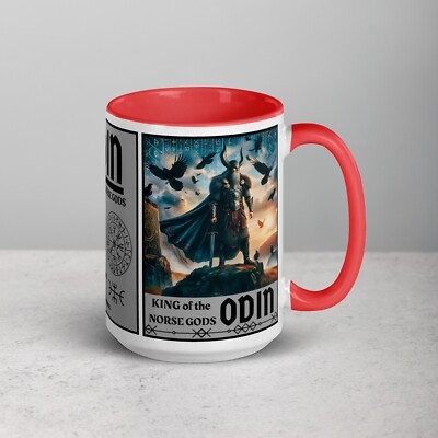 ODIN The King of the Norse Gods 15oz red Coffee Cup Fans Norse Gods ...