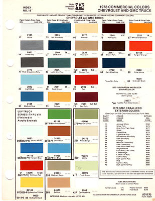 1978 Chevrolet GMC Trucks Blazer Jimmy Van Pickup 78 Paint Chips Ditzler