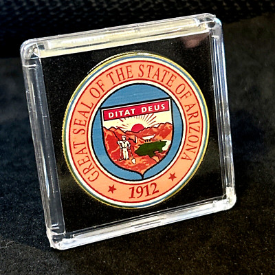 ARIZONA State Seal Colorized Collectible Challenge Coin CASE INCLUDED ...