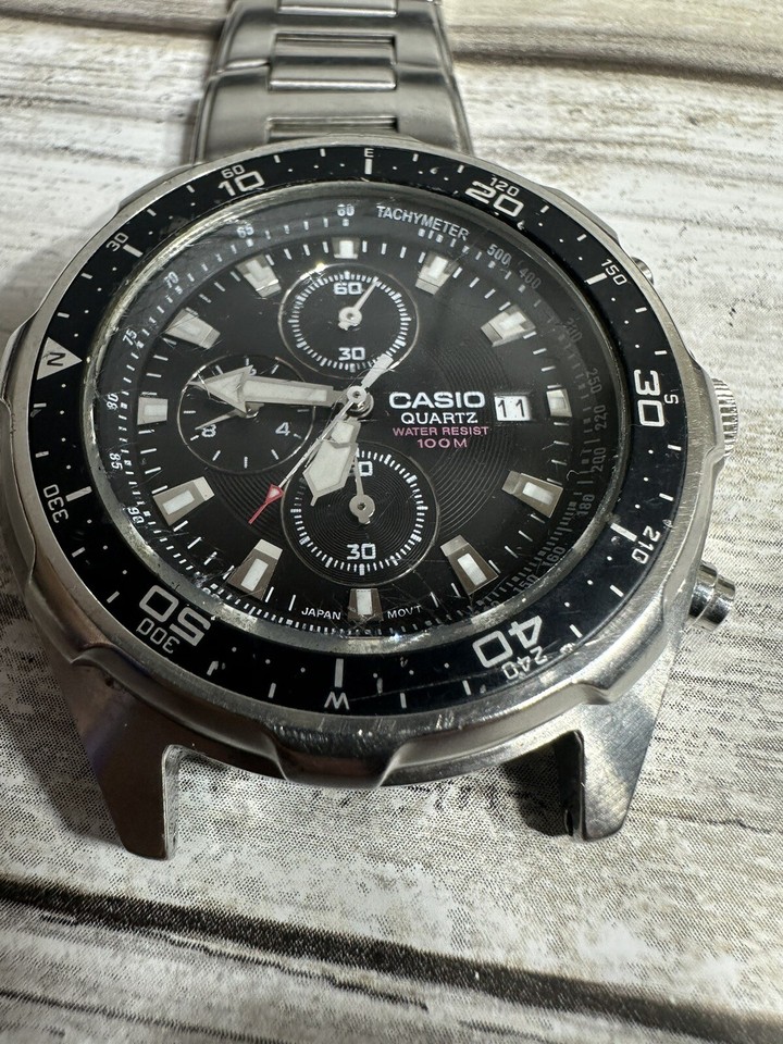 Casio Watch Mens 2328 AMW-330 Chronograph Date 100M Stainless Steel ...
