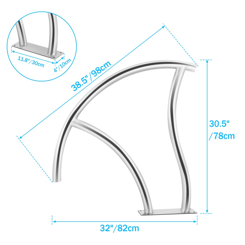 304 Stainless Steel Swimming Pool Handrail Inground Stair Steps Grab ...