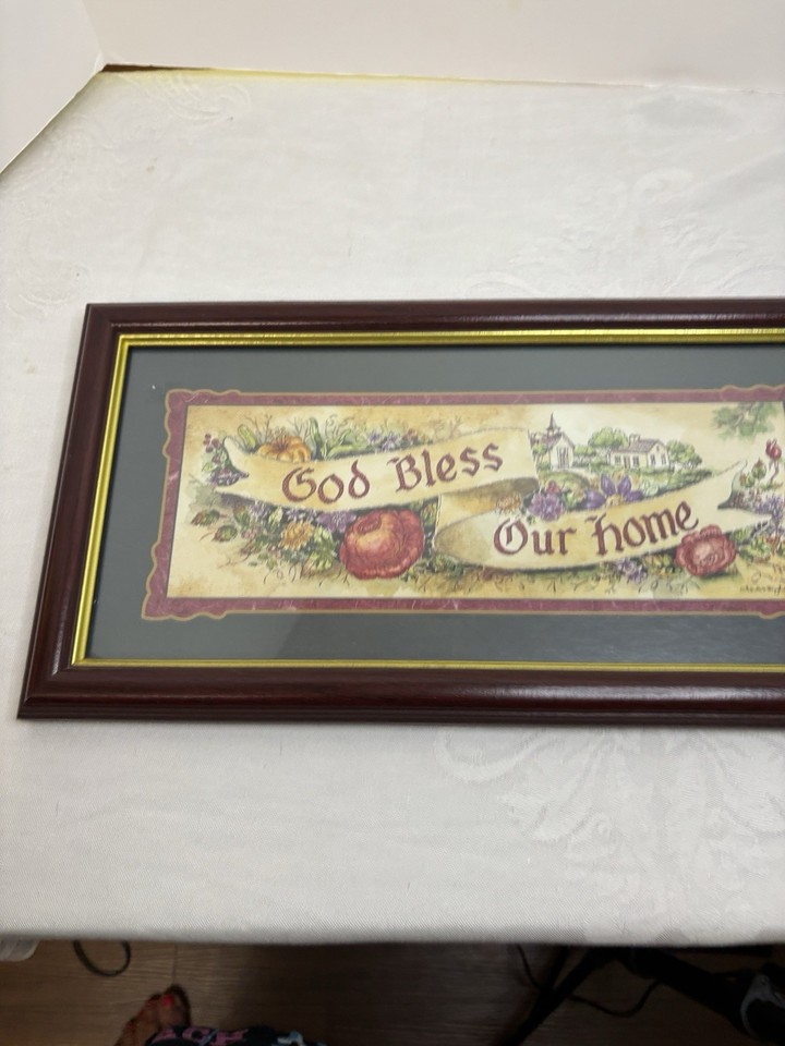 Vintage Home Interiors God Bless Our Home Framed Print | eBay