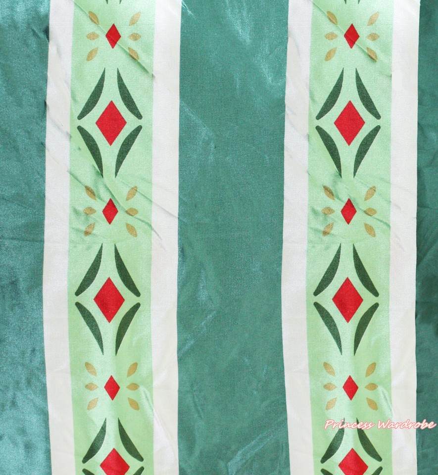 Princess Anna Green Coronation Dress Pattern Satin Craft Fabric Cloth ...