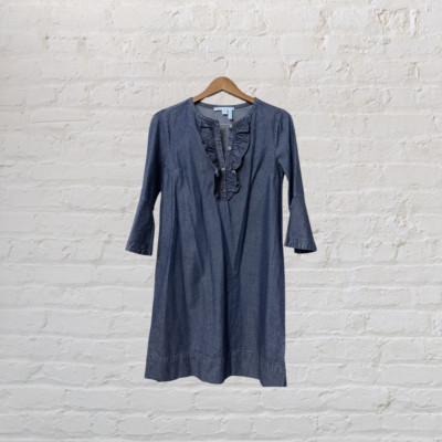 Draper James Denim Chambray Bell Sleeved Modest Dress Size 6 | eBay