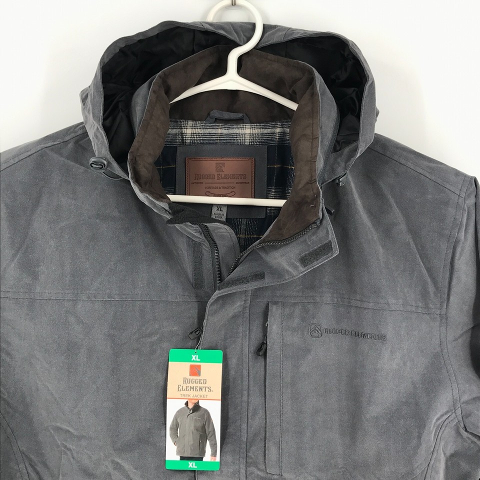 Rugged Elements Mens Jacket XL Gray Full Zip Hooded Wind Water ...