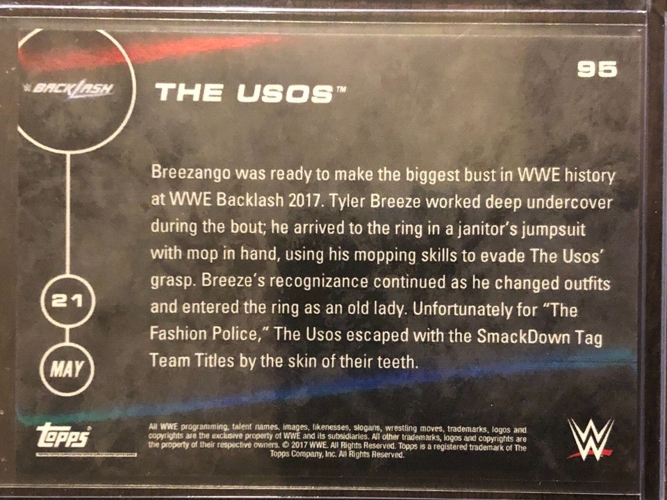 2017 Topps Now WWE #95 Jey Uso Jimmy Uso The Usos BackLash | eBay