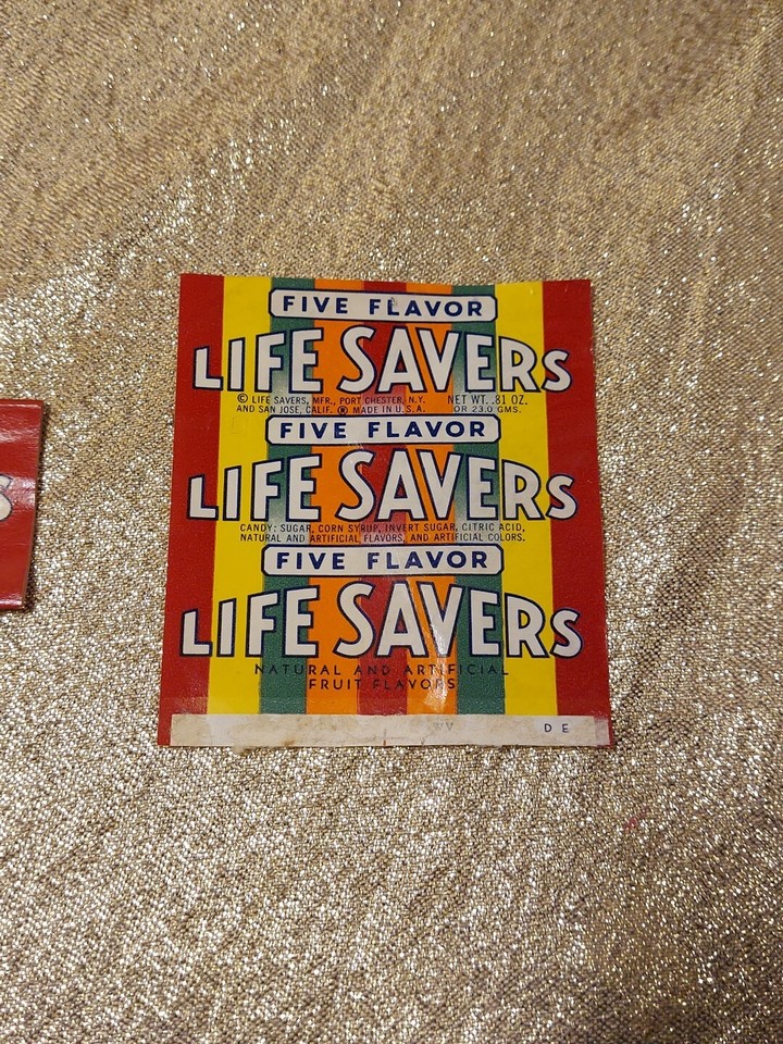2 Rare Vintage Life Savers Candy Wrappers Five Flavors Rainbow Paper ...