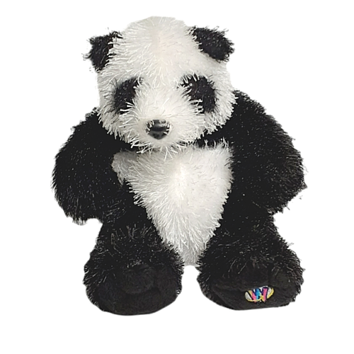 Ganz Webkinz Panda Bear Plush Black White Sitting Stuffed Animal Shaggy ...