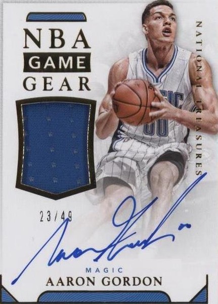 2015-16 Panini National Treasures - NBA Game Gear Autographs #GG-AGD Aaron Gordon /49 (AU, MEM ...