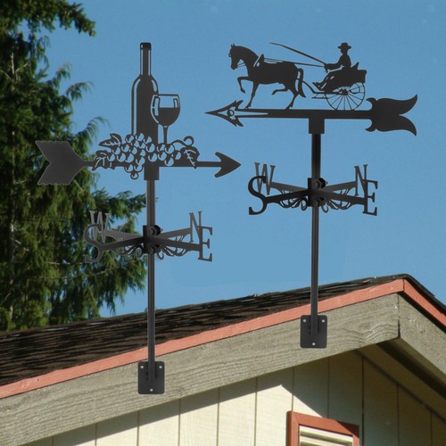 Iron Weather Vane Wind Vane Garden Stake Measuring Tool for Yard Roof ...