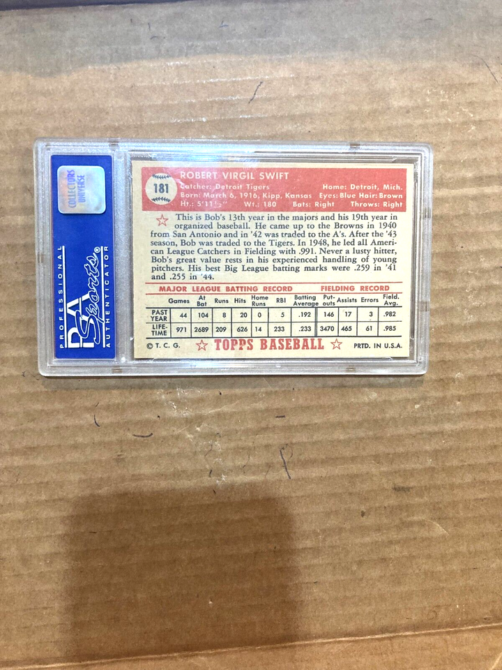 1952 Topps -BASEBALL #181 - BOB SWIFT - PSA 6 EX -MT | eBay