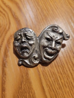Vintage Solid Pewter Theater Comedy Tragedy Masks Brooch Pin | eBay