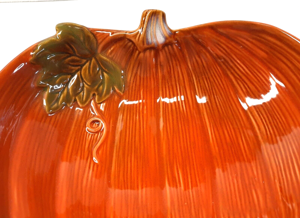 Pumpkin Shaped Ceramic Serving Bowl/Decorative Candy Dish 10" Pre-owned ...