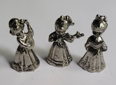 3 Miniature Pewter Angels - Instruments - Figural - Decorative | eBay