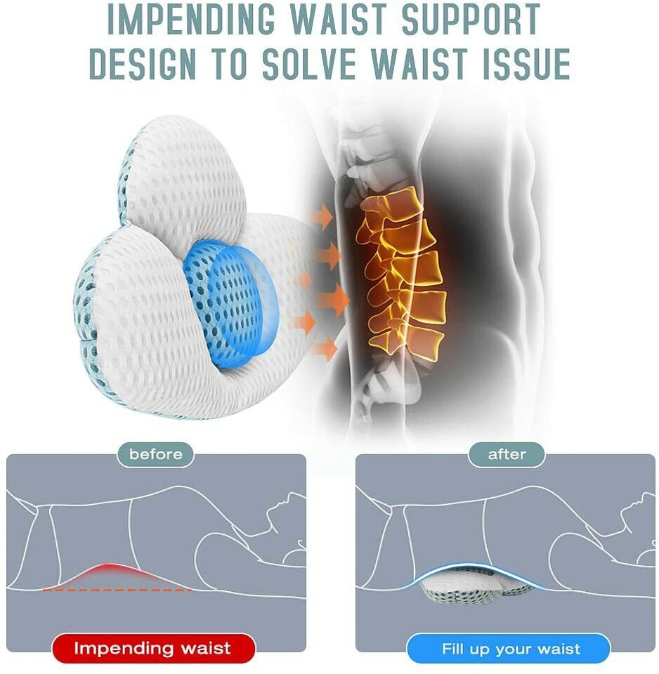 Adjustable Lumbar Support Cushion 3D Sleep Pillow Waist Posture Spine ...
